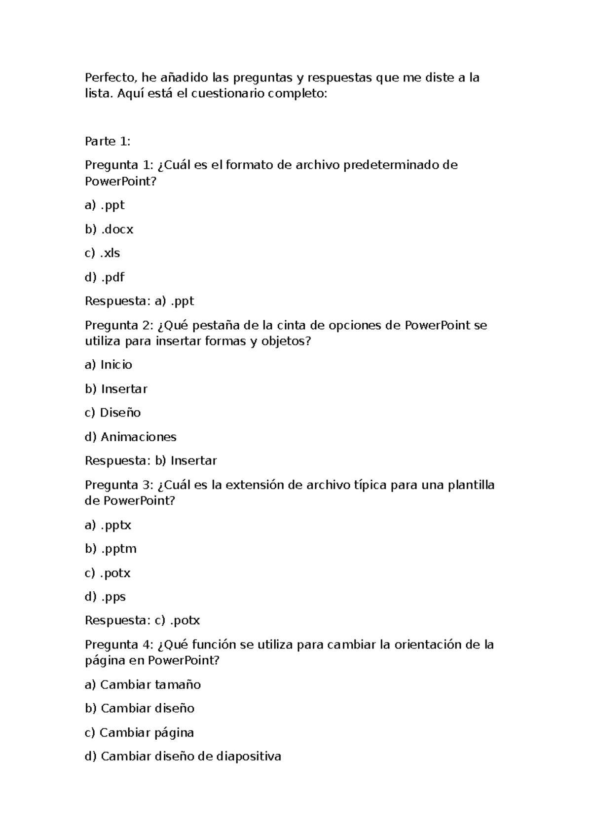 Cuestionario de PowerPoint: 20 Preguntas y Respuestas Claves - Studocu