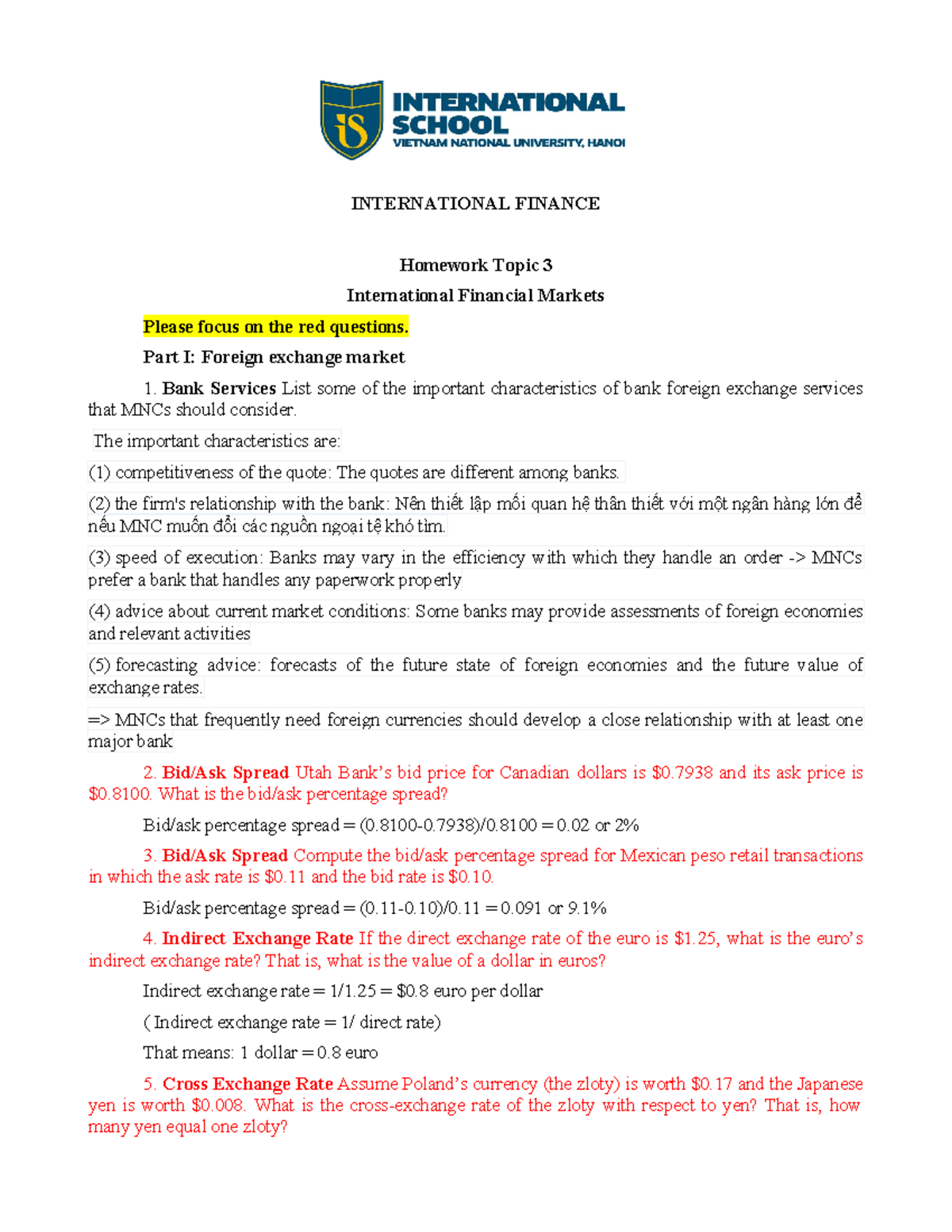 Homework Topic 3 - Key Concepts in International Finance - Studocu
