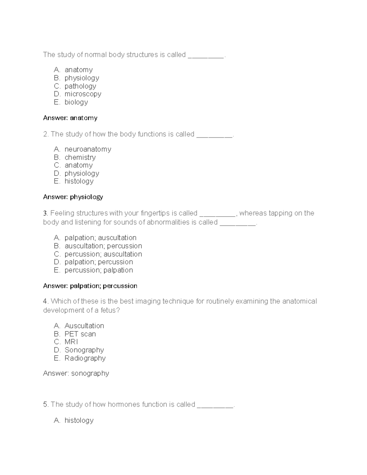 Anatomy and Physiology Review: Key Concepts & Answers (Course Code ...