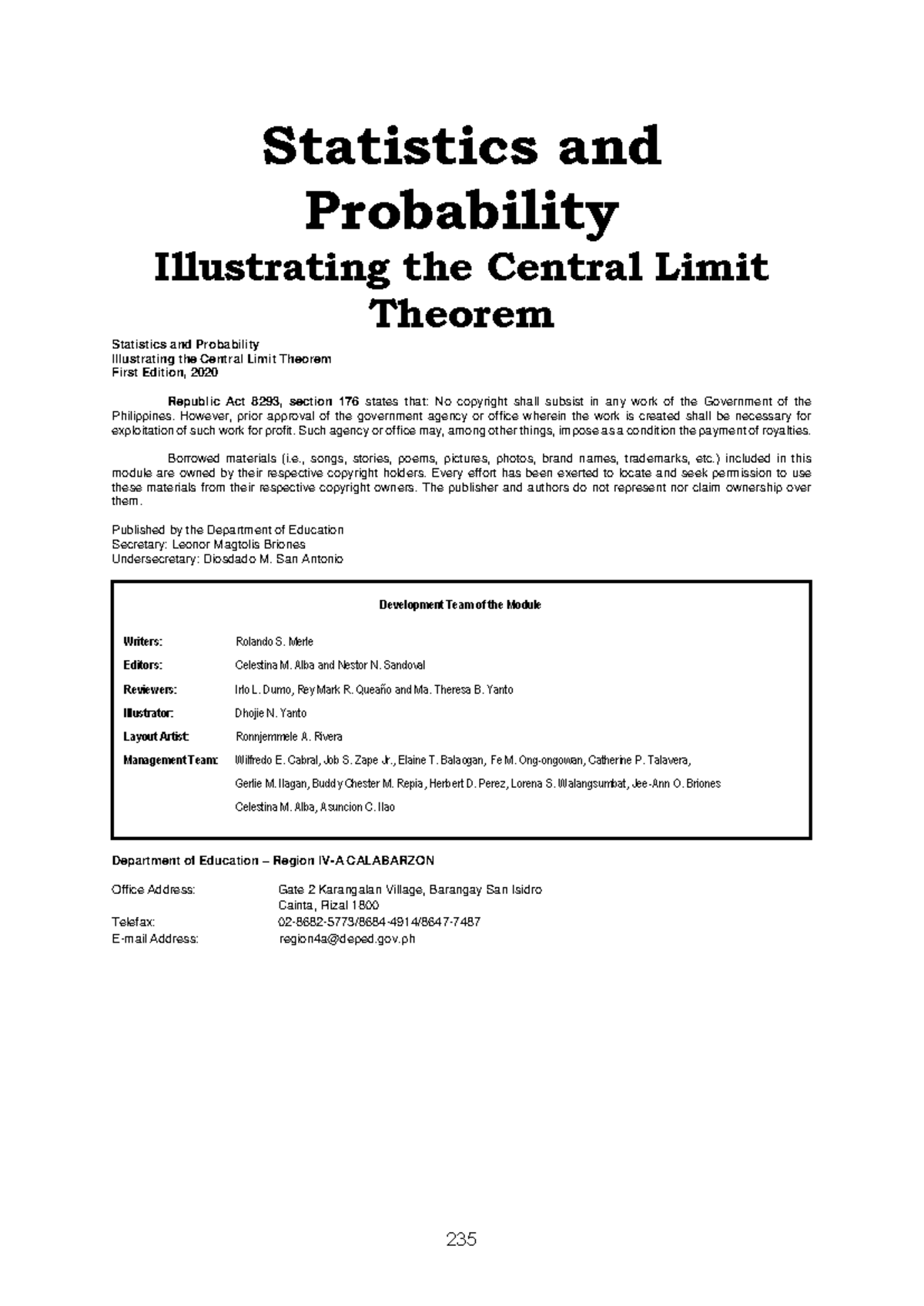 Statprob WEEK-4 - Statistics and Probability Illustrating the Central ...
