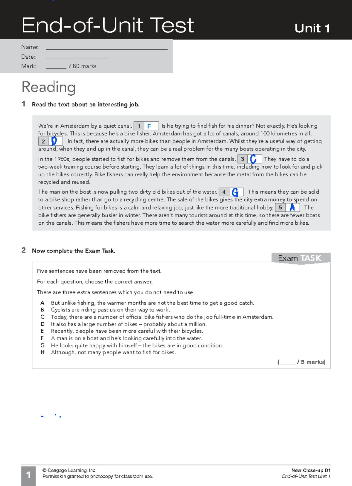 New B1 Test Unit 1 Study Guide - English Learning Material - Studocu