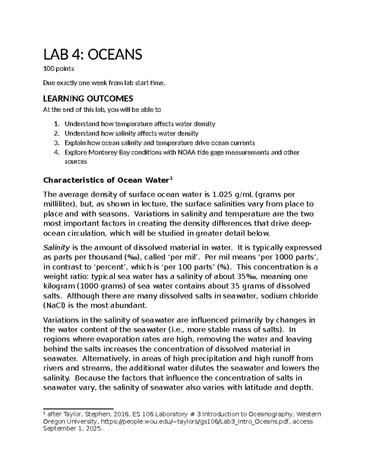 LAB 4: OCEANS - Effects of Temperature & Salinity on Water Density ...
