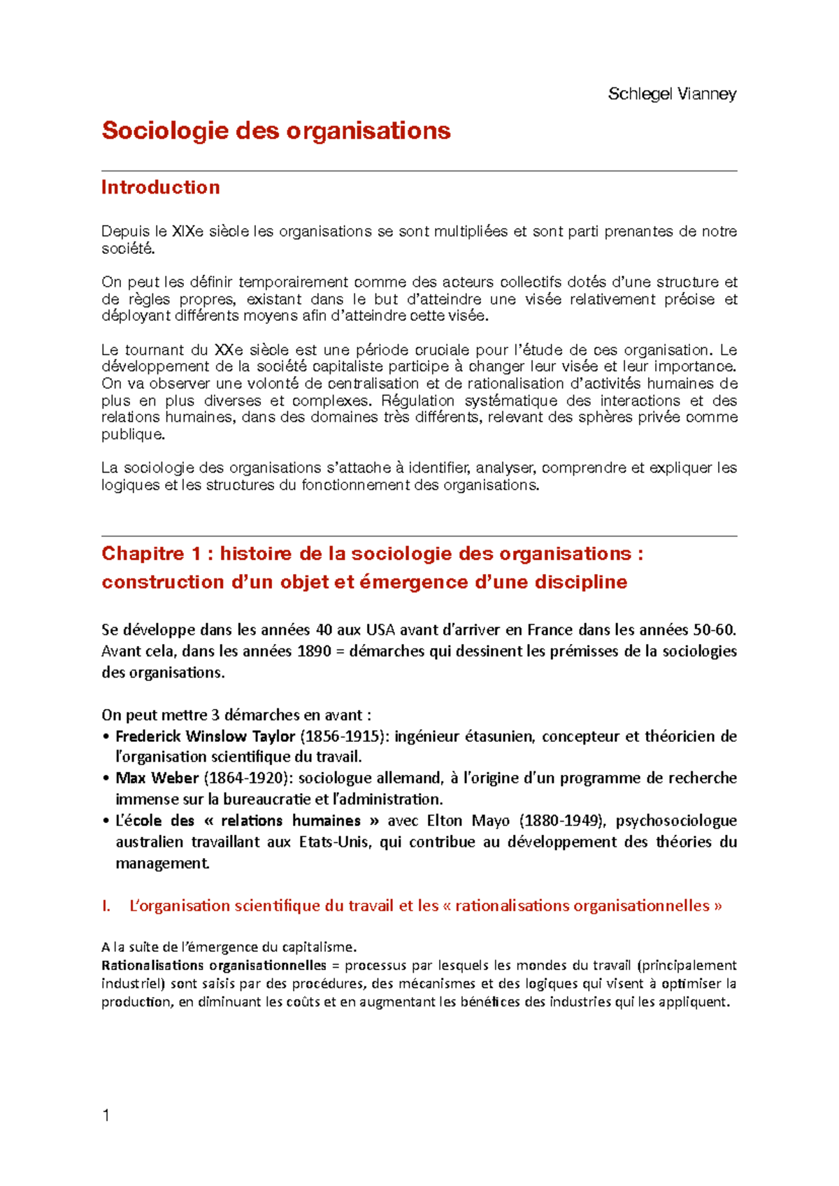 Sociologie des organisations - Cours complet et évolutions clés - Studocu