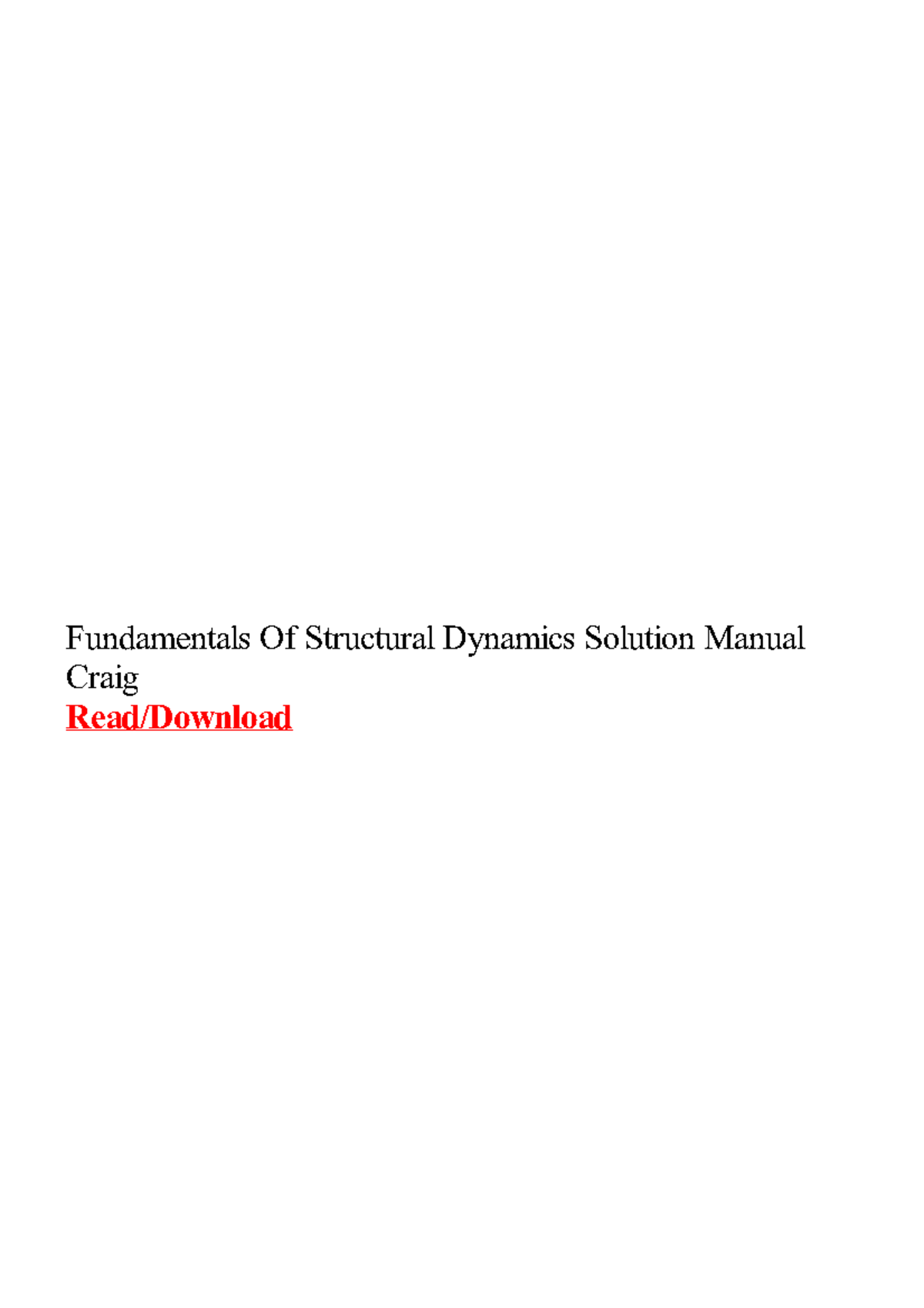 Fundamentals Of Structural Dynamics Solu - Fundamentals Of Structural Dynamics Solution Manual ...