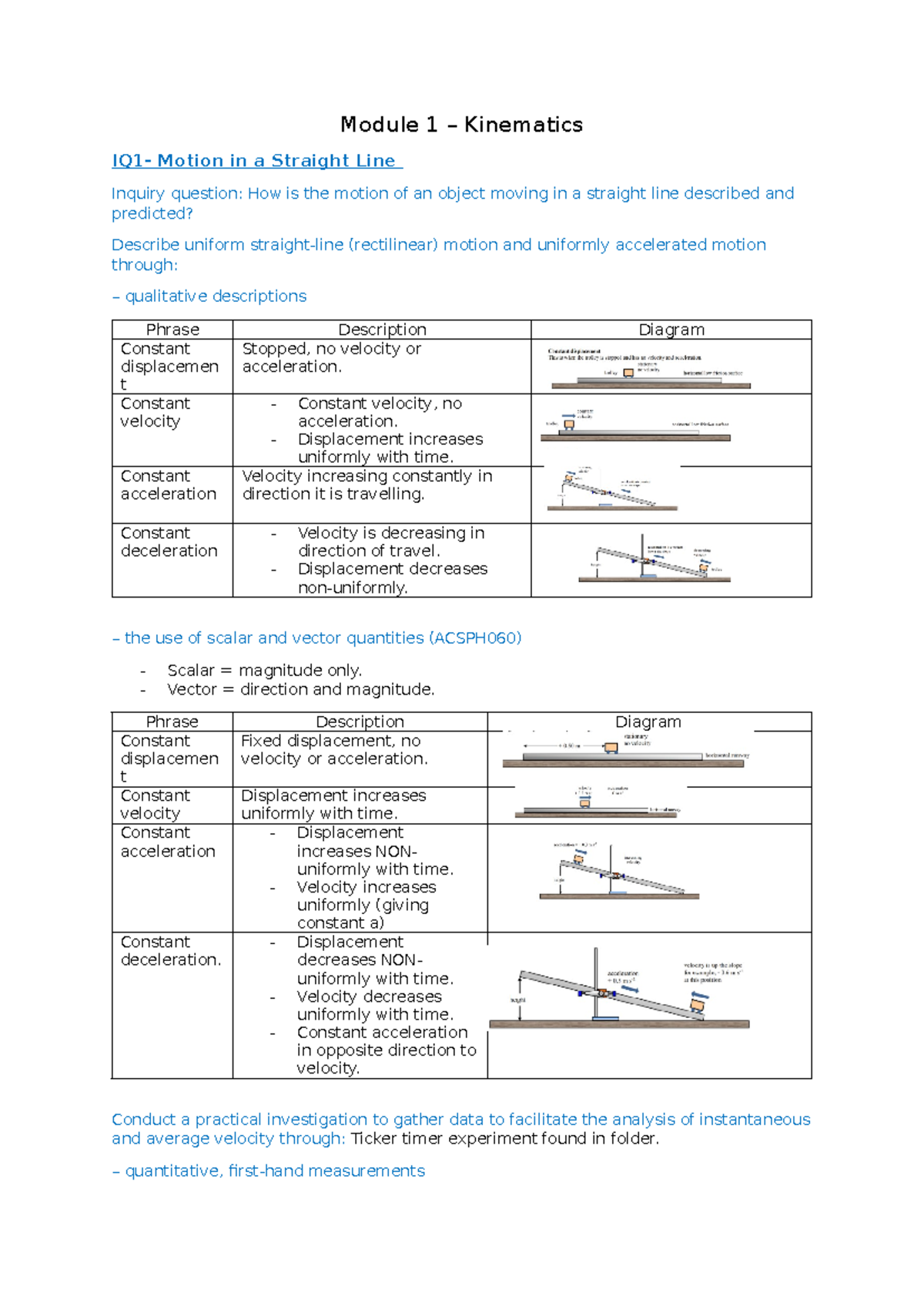 Module 1: Kinematics - Year 11 Physics Study Notes - Studocu