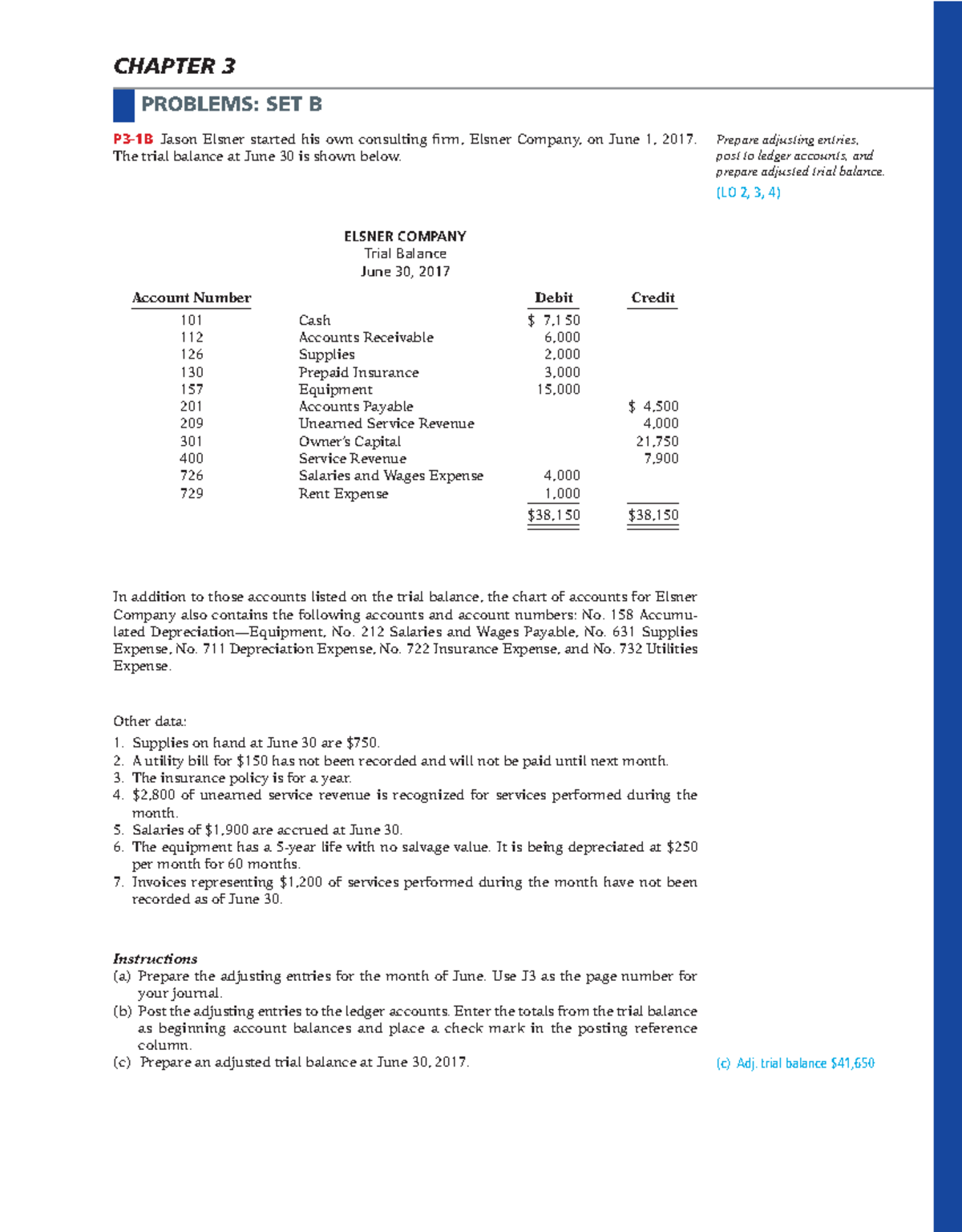 Ch03 - Class Exercise - CHAPTER 3 PROBLEMS: SET B P3-1B Jason Elsner ...