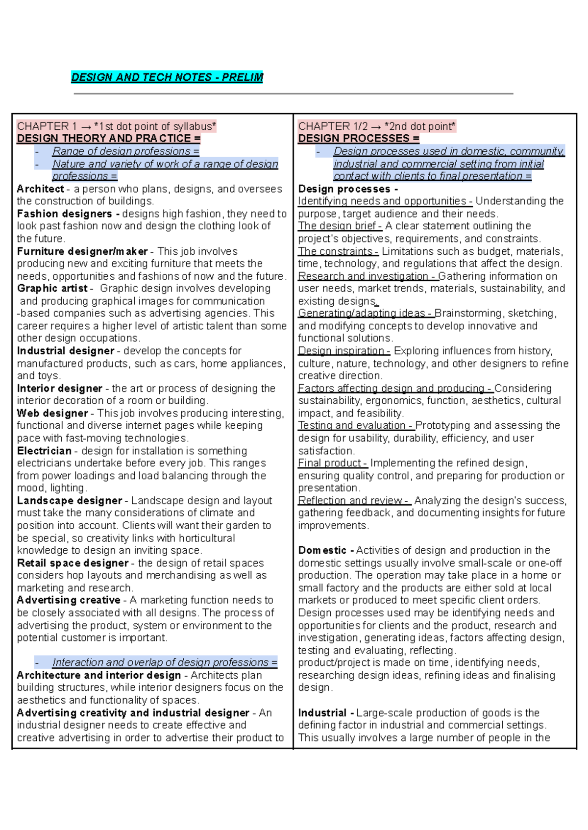 Design and Tech Notes - Prelim: Chapter 1 Insights on Design Theory ...