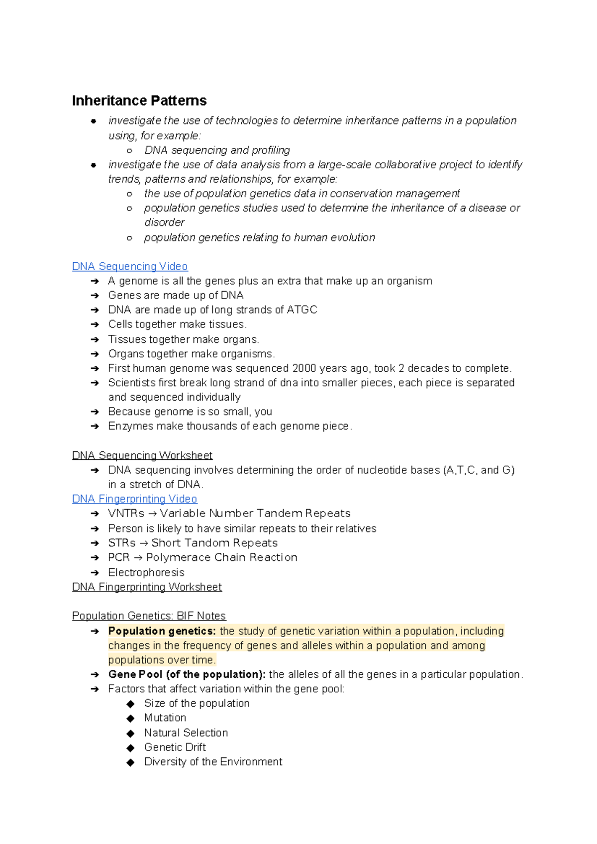 Biology 2024: Inheritance Patterns and DNA Technologies Overview - Studocu