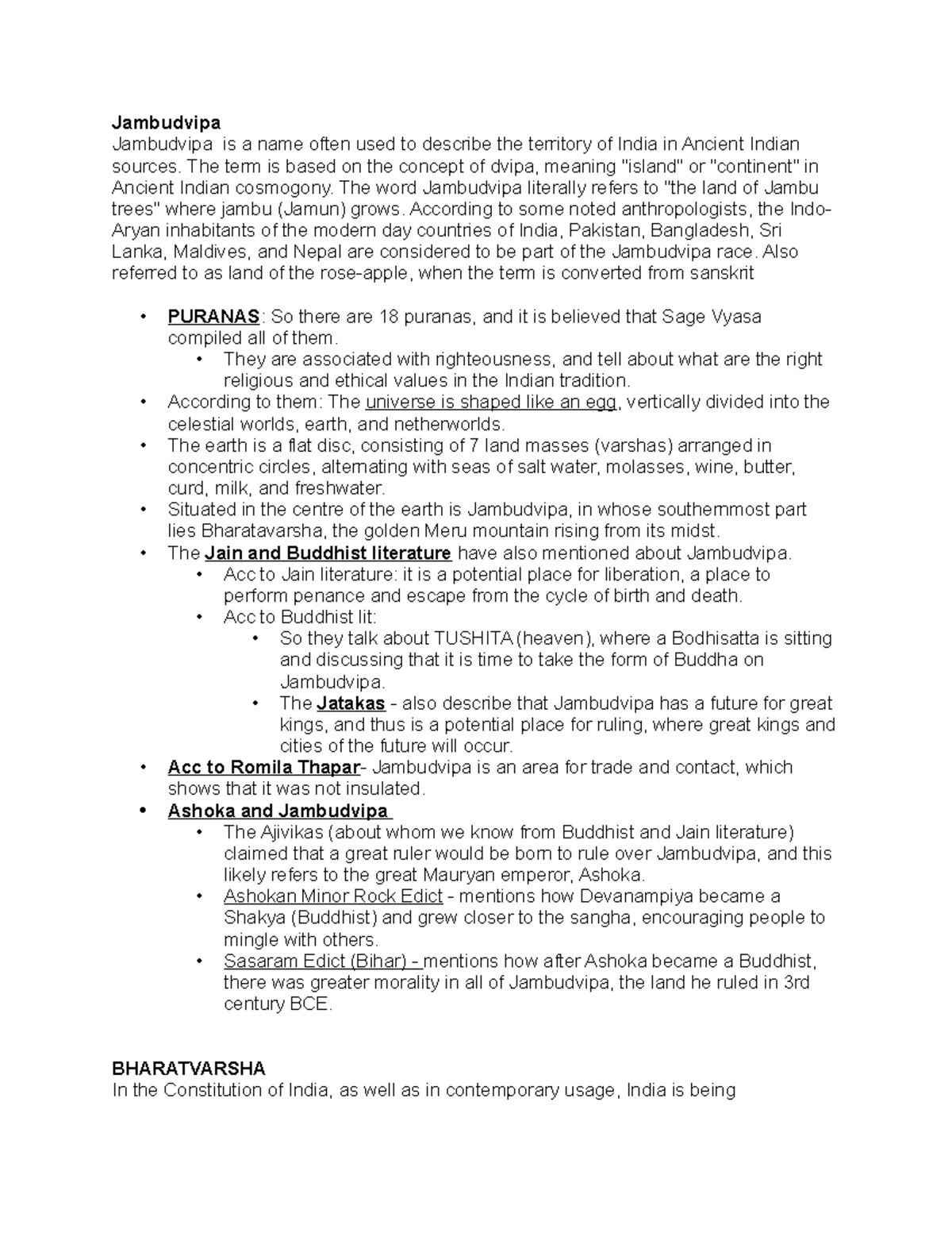 Exploring Concepts of Jambudvipa, Bharatavarsha, and Aryavrata - Studocu