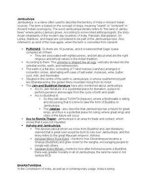 Exploring Concepts of Jambudvipa, Bharatavarsha, and Aryavrata - Studocu