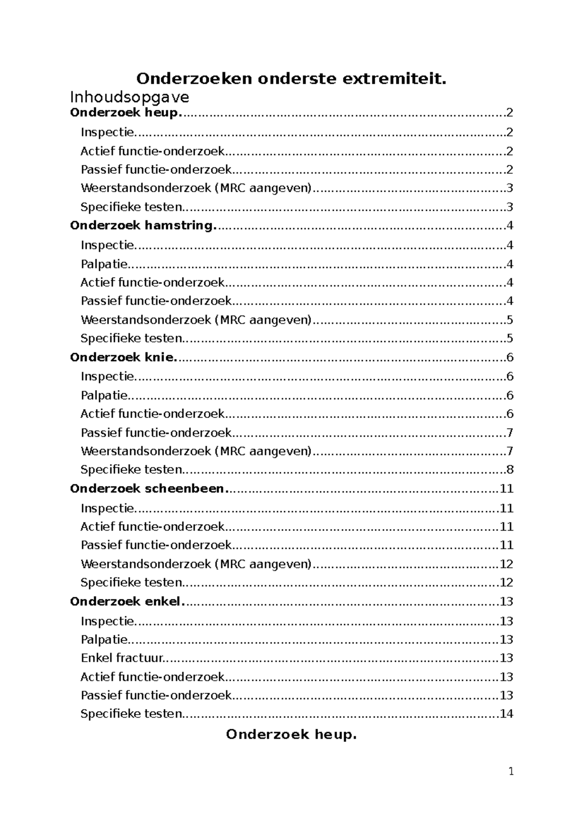 Onderzoek van de Onderste Extremiteit: Technieken en Testen - Studeersnel