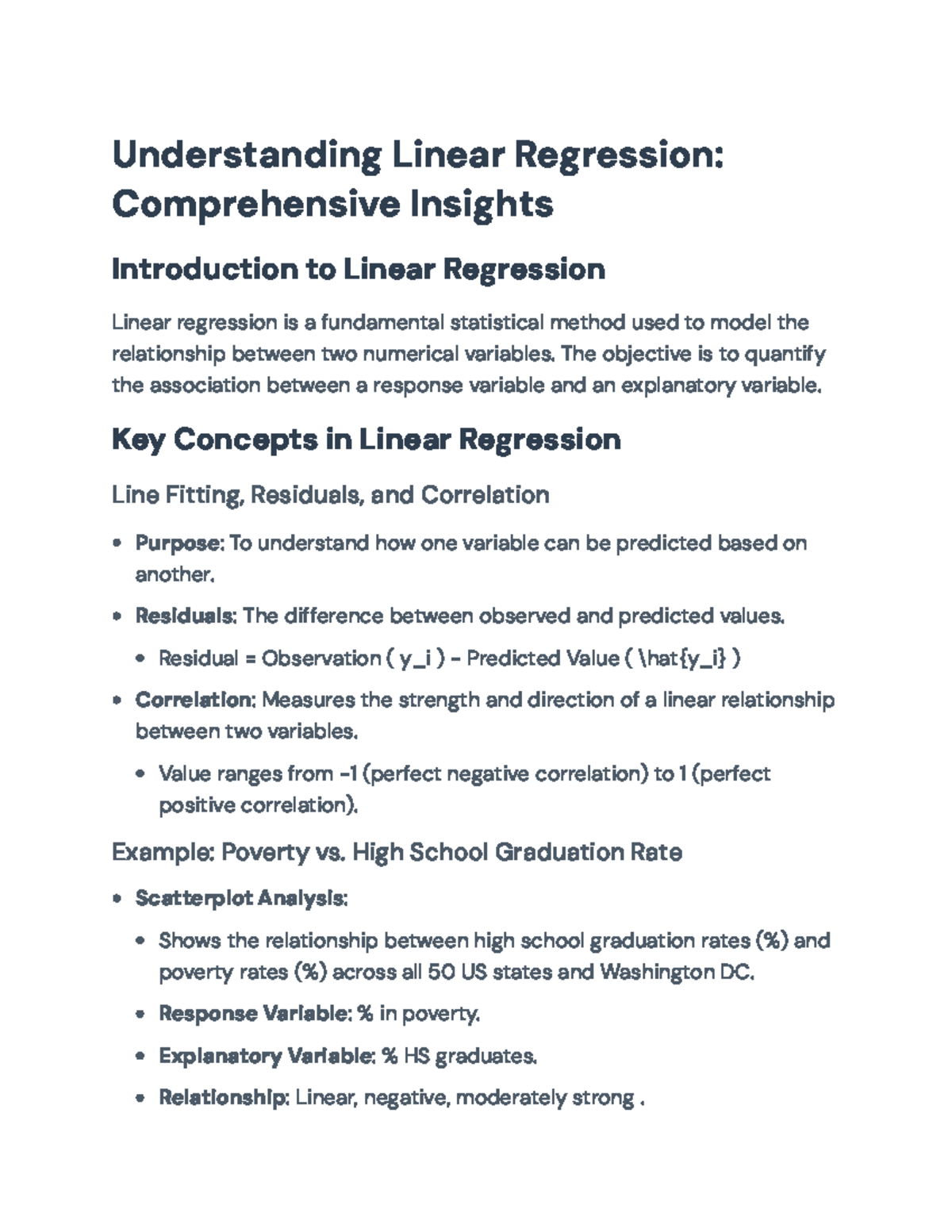 Understanding Linear Regression: Key Concepts and Applications (STAT101 ...