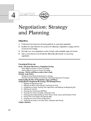 Negotiation Ch 2 - Textbook used for the midterm - 34 CHAPTER 2 ...