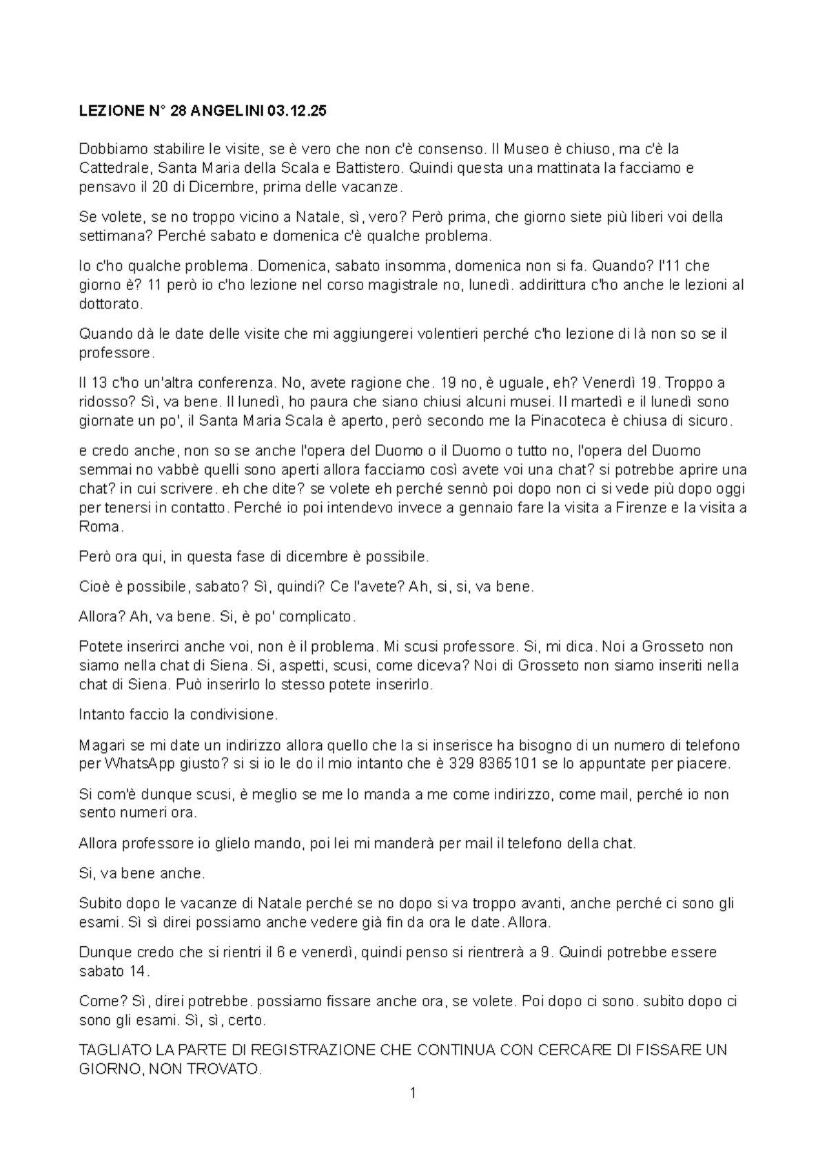 Lezione 28: Visite e Attività Museali con Angelini - 03.12.25 - Studocu