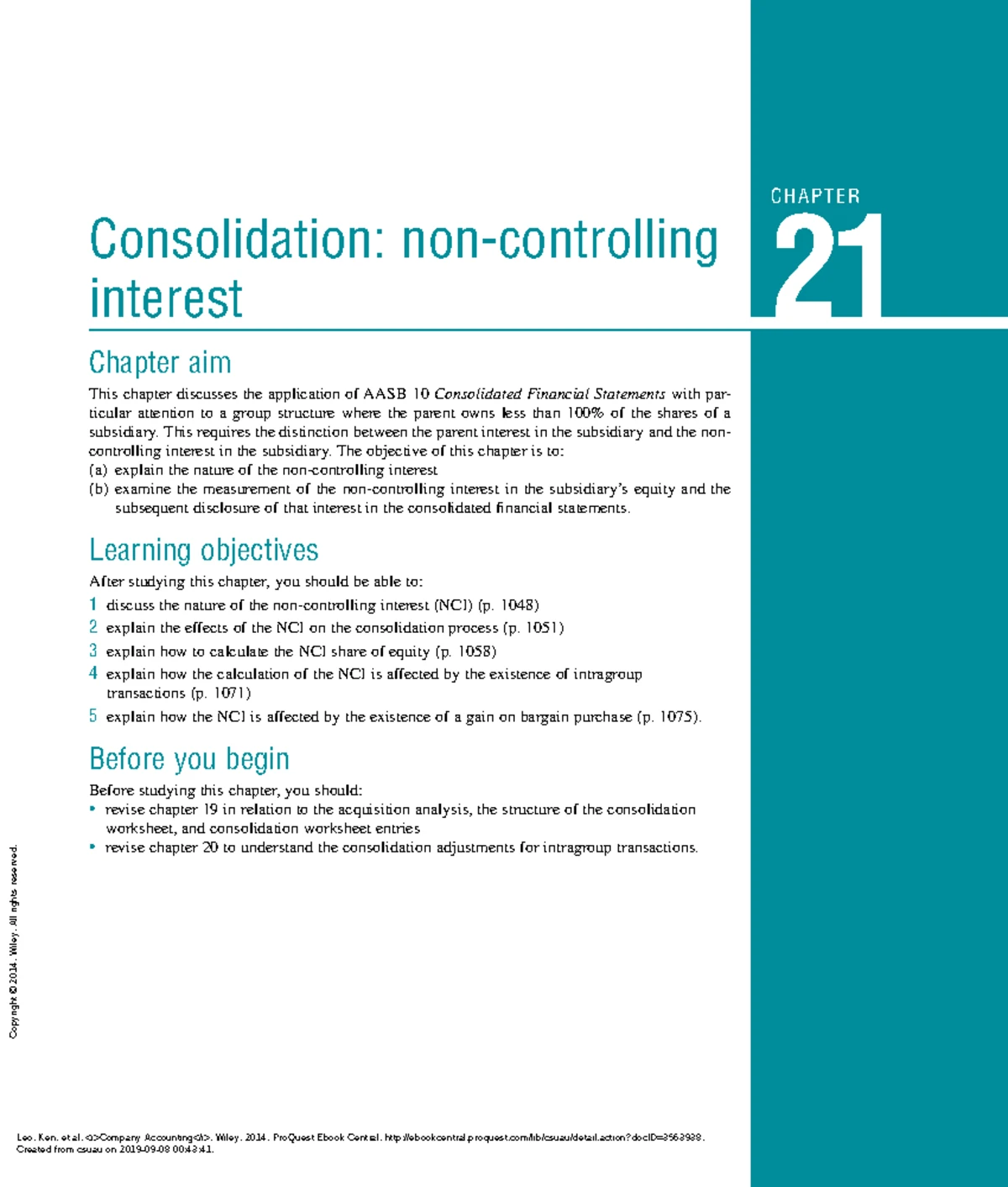 Company Accounting - ( Chapter 21 Consolidation non-controlling ...