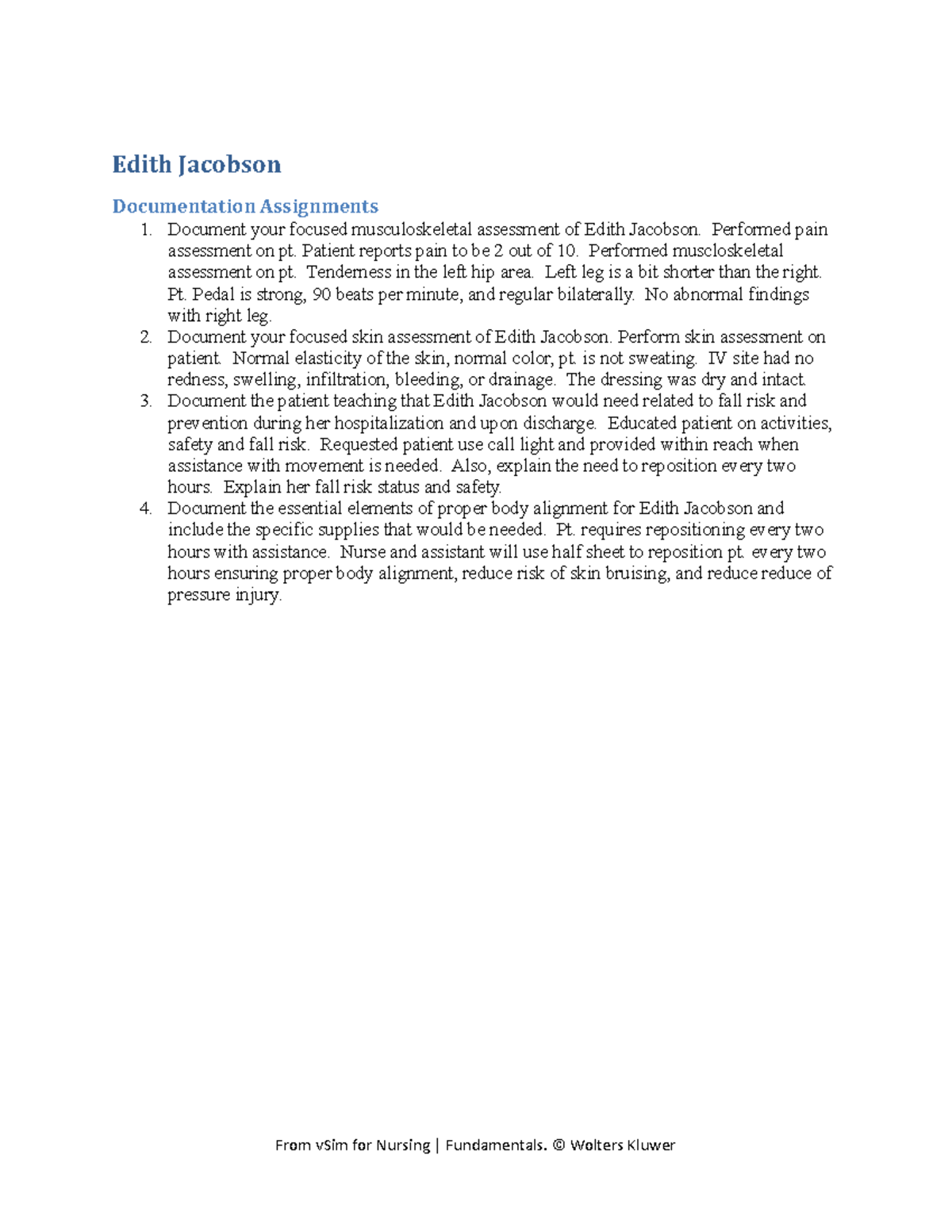 Edith Jacobson DA - Lippincott Musculoskeletal & Skin Assessments - Studocu