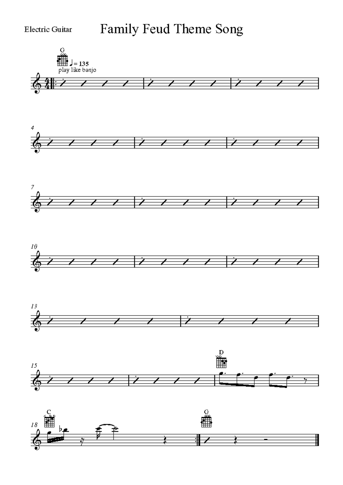 Family Feud Theme Song for Electric Guitar - Studocu