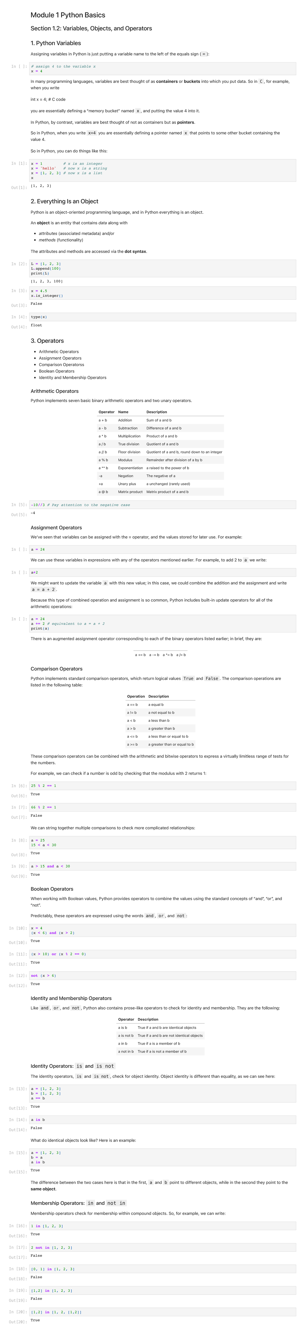 Python Basics: Variables, Objects, and Operators - CS101 Overview - Module 1 Python Basics ...