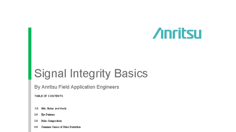 Signal Integrity Basics: Understanding Pulse Distortion and Measurements - Studocu