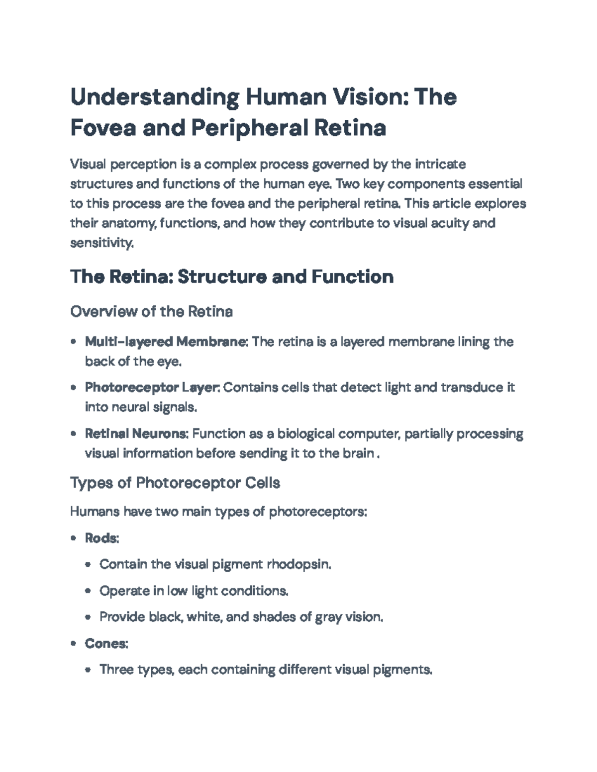 Understanding the Fovea and Peripheral Retina: Visual Acuity ...