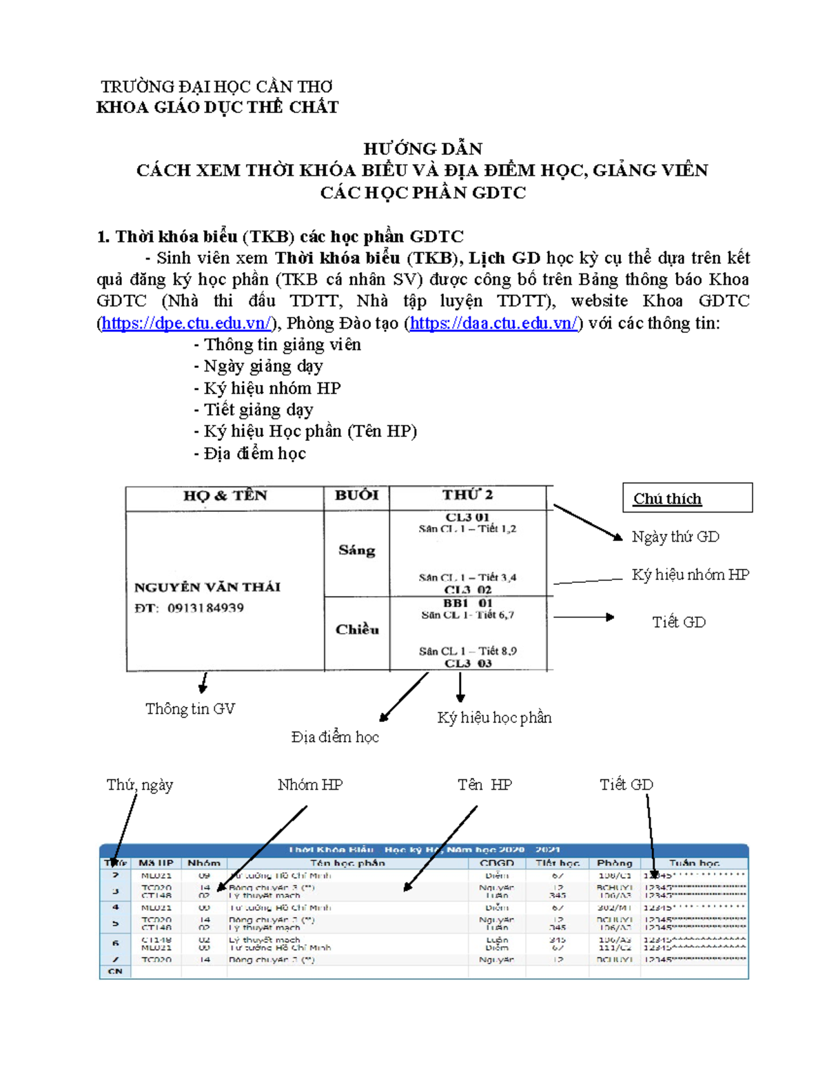 KHOA GDTC Huong DAN DI DIEM HOC CAC HP GDTC TU HK2 NH 2023 -2024 ...