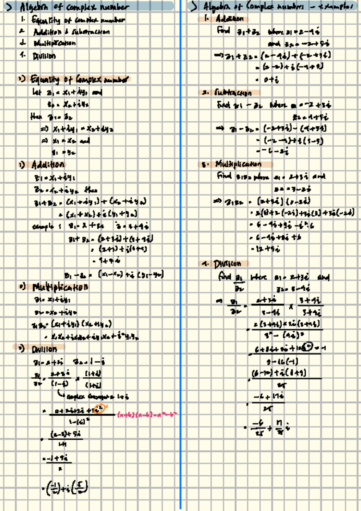 Algebra of Complex Numbers: Key Concepts and Examples - Studocu