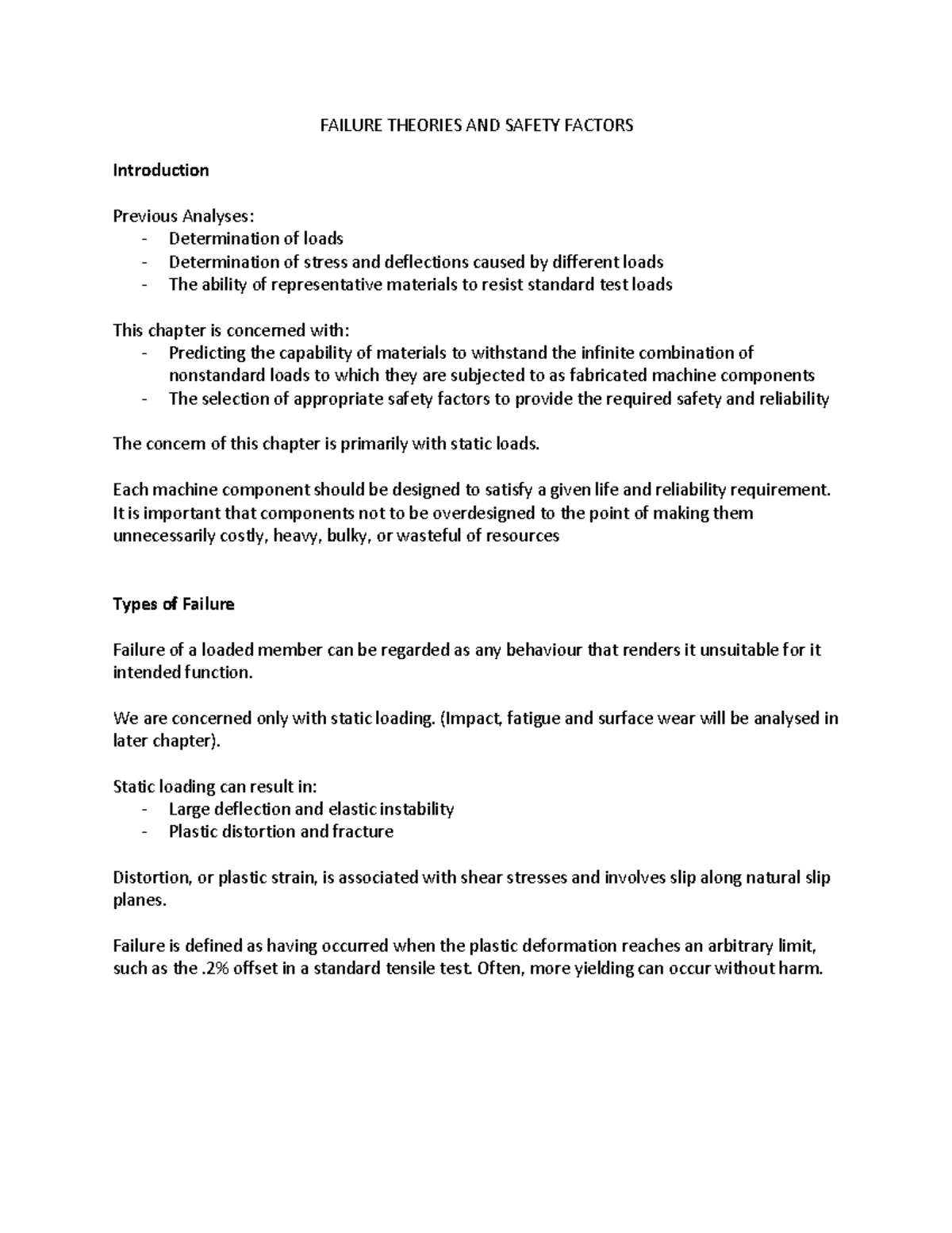 Failure Theories and Safety Factors in Machine Design - ENG 301 - Studocu