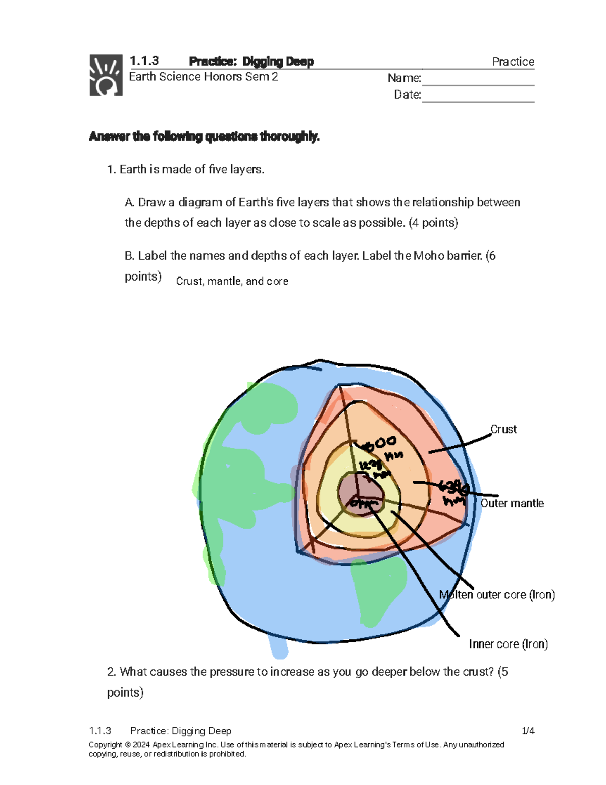 1.1.3 Practice: Exploring Earth's Layers and Seismic Activity - Studocu