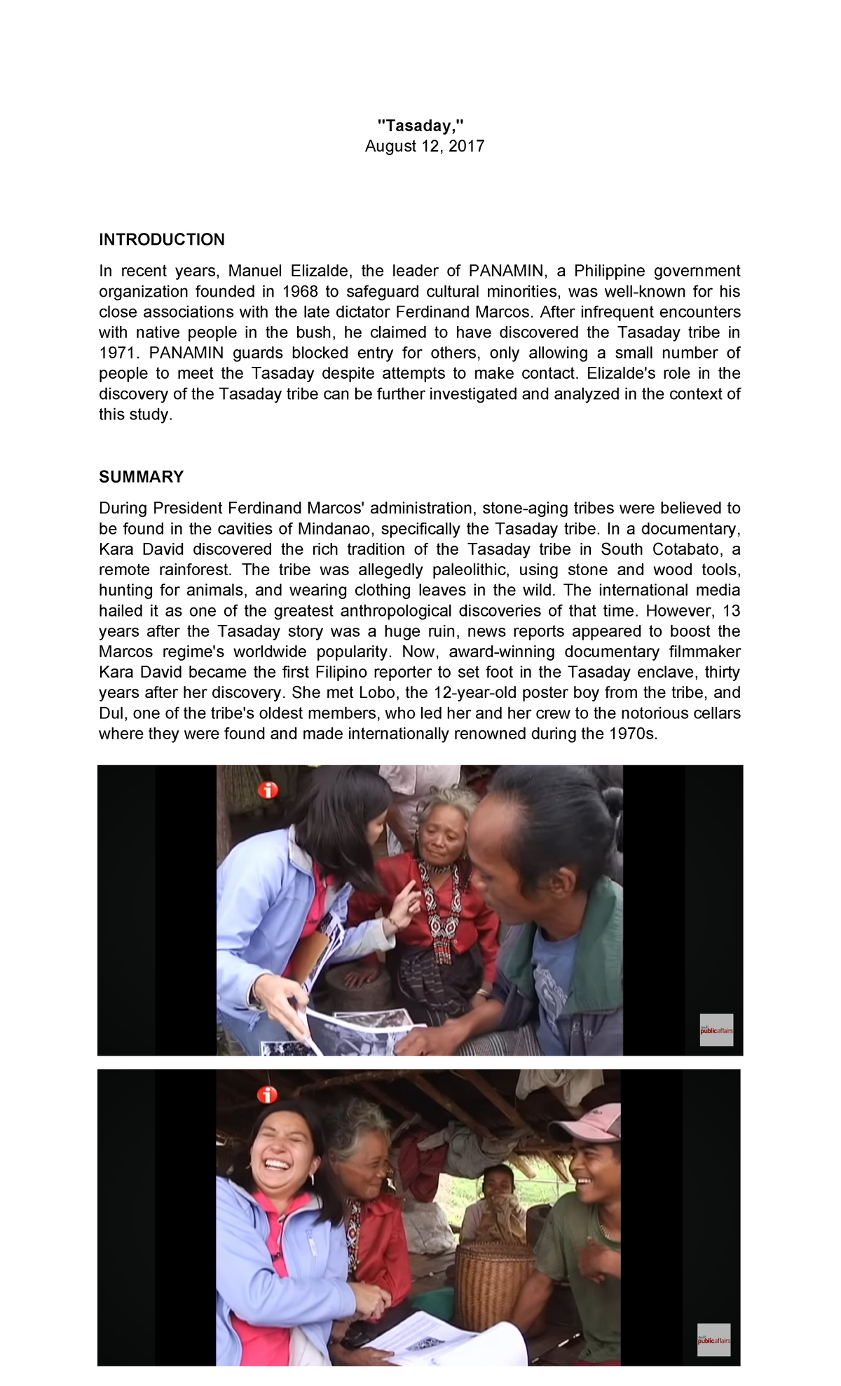 Tasaday Tribe: Summary & Analysis - Bachelor of Science in Criminology ...