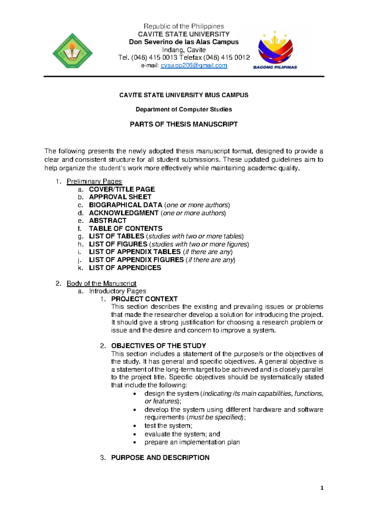 Thesis Manuscript Format Guidelines for 2025 - Studocu
