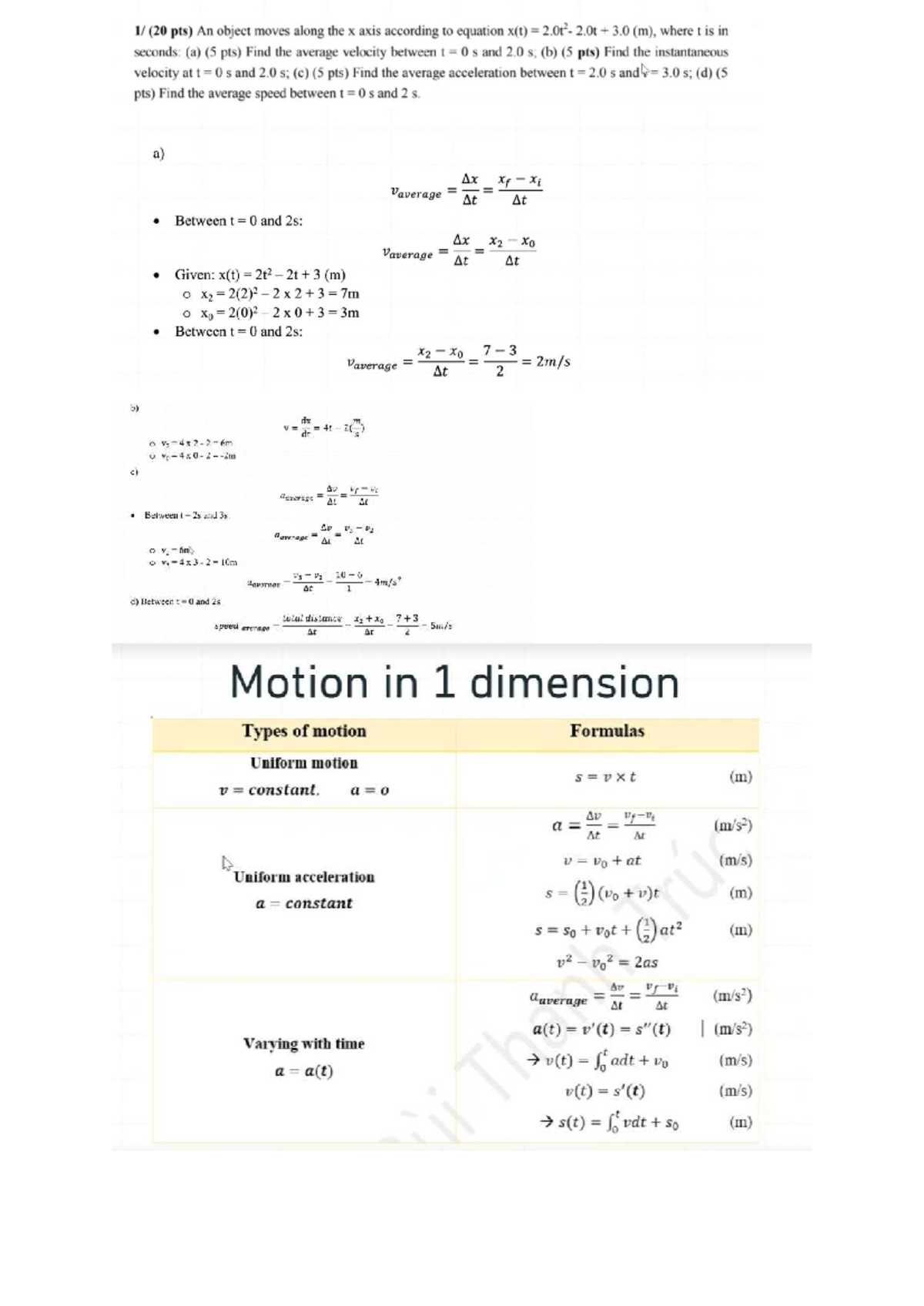 Physics 101: Motion in 1D & 2D - Exam Review Notes - Studocu