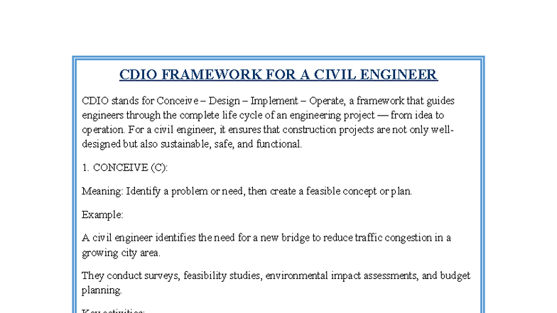 CDIO Framework Civil Engineer Styled - CDIO FRAMEWORK FOR A CIVIL ...