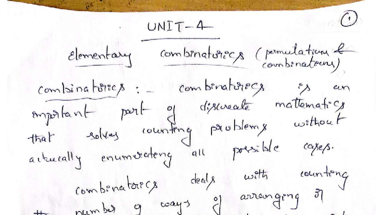 DM-Unit4: Elementary Combinatorics - Permutations and Combinations ...