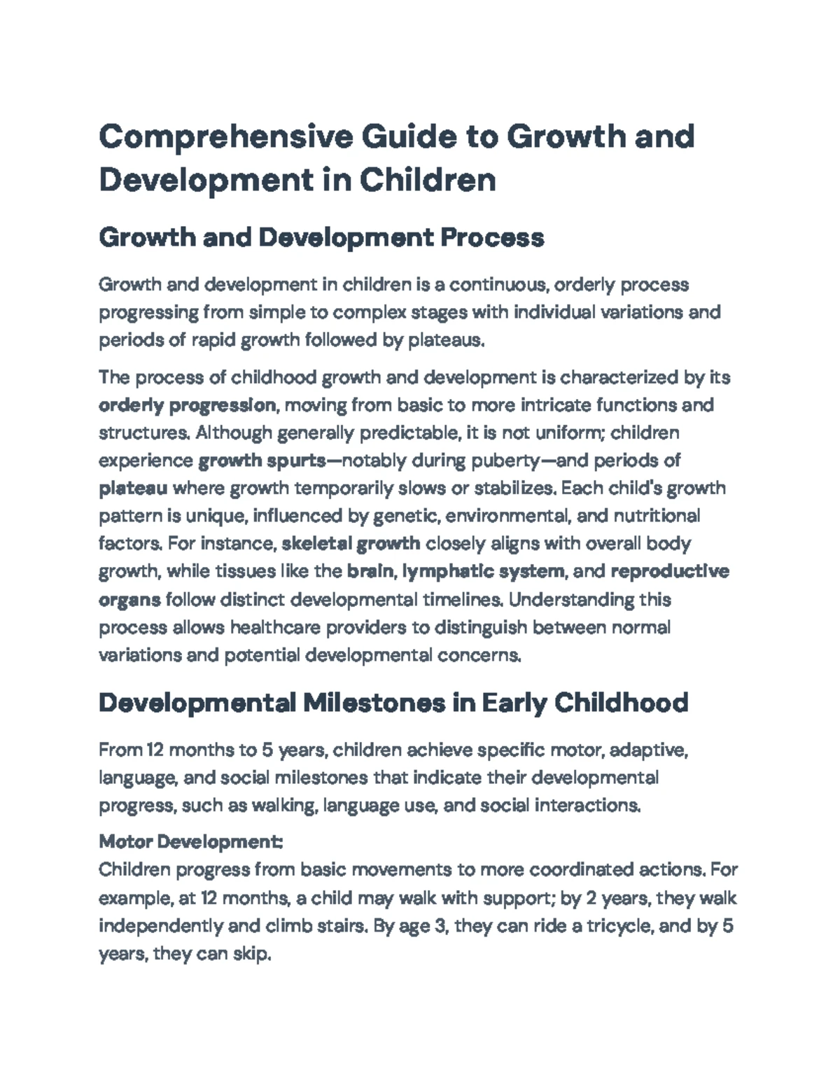 Growth and Development of Infants: Key Concepts and Milestones - Studocu