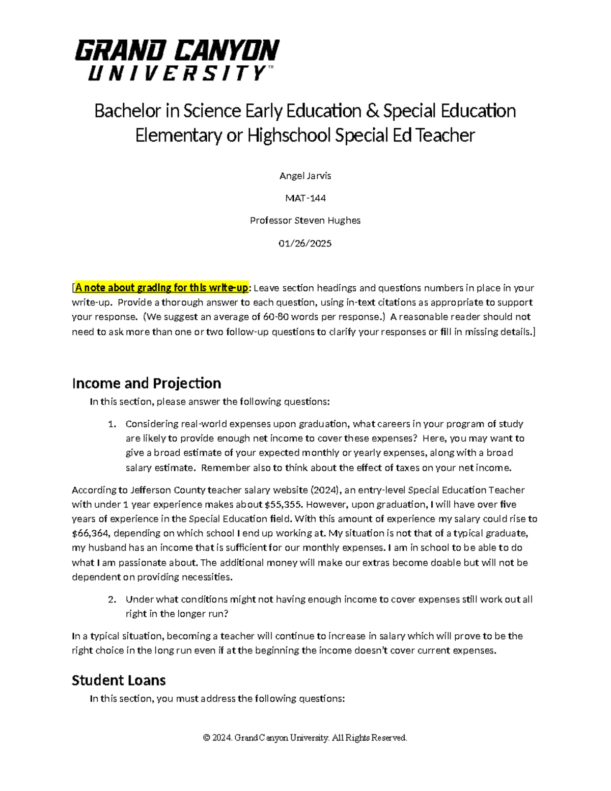 MAT-144-RS-Online-Major Assignment 2: Income & Student Loans Analysis ...