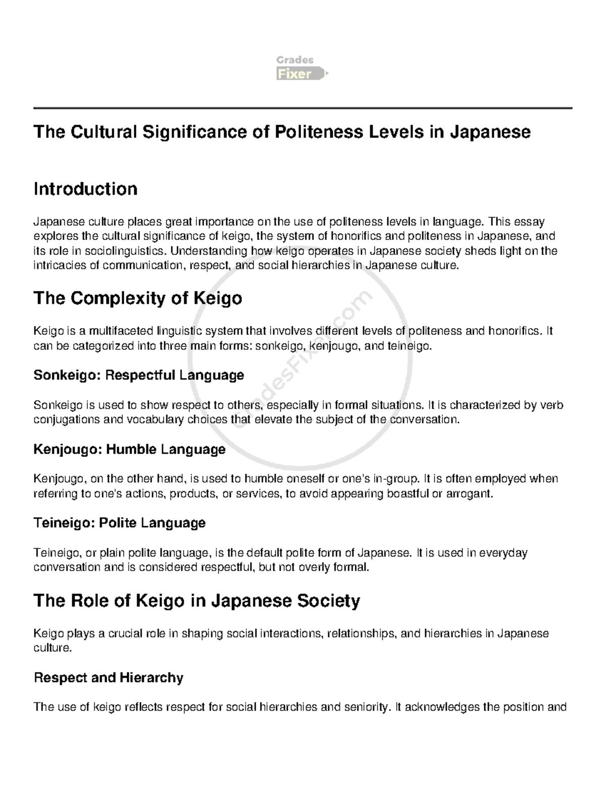 The Cultural Significance of Politeness Levels in Japanese - The ...