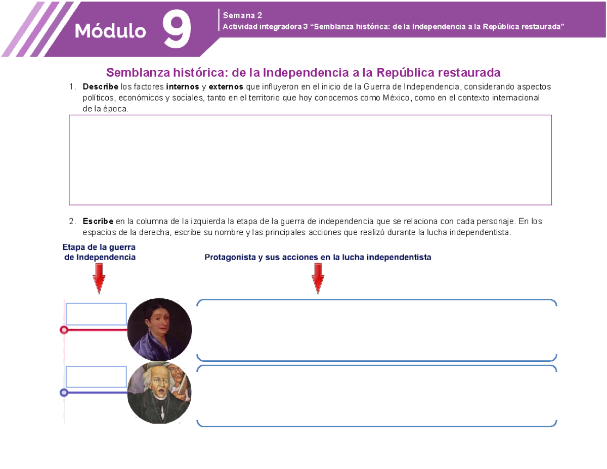 01S.04 M09 S2 AI3 Semblanza Histórica: De la Independencia a la ...