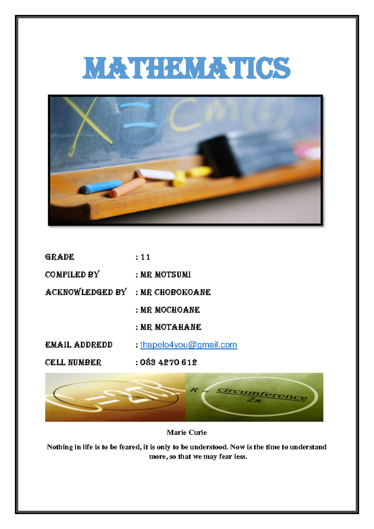 Mathematics Grade 11 Final Exam Preparation Notes - Studocu