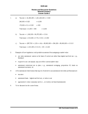 Lesson 1 Review Questions Answers - UBC Real Estate Division 2018 BUSI ...