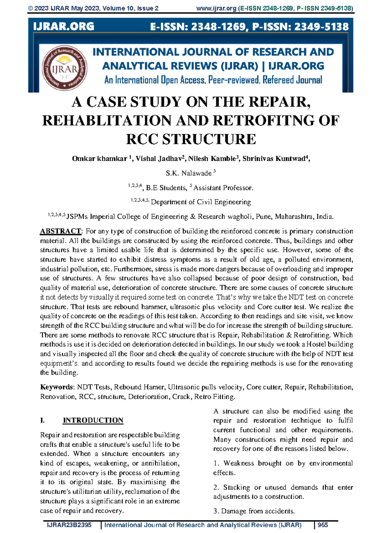 Case Study on Repair, Rehabilitation & Retrofitting of RCC Structures ...