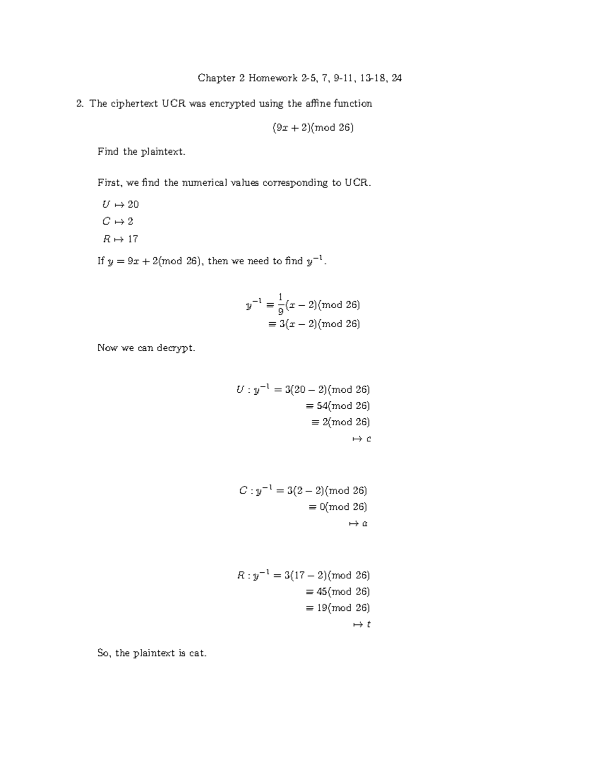 Chapter 2 homework - mad - Chapter 2 Homework 2-5, 7, 9-11, 13-18, 24 ...