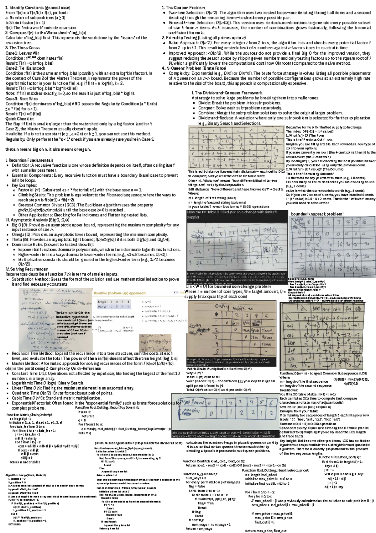 CS202 Cheat Sheet: Master Theorem, Recursion, and Complexity Analysis ...