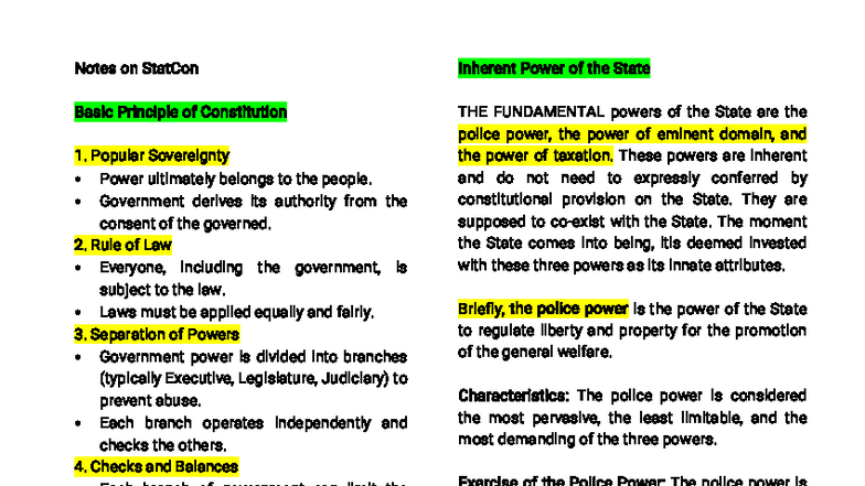 StatCon Notes: Inherent Powers of the State and Constitutional ...