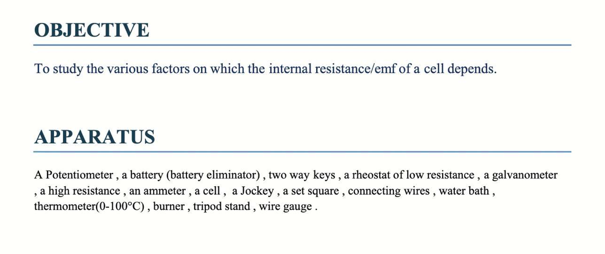 Internal Resistance of a Cell: Study & Experiment (Project 2 - Class 12 ...