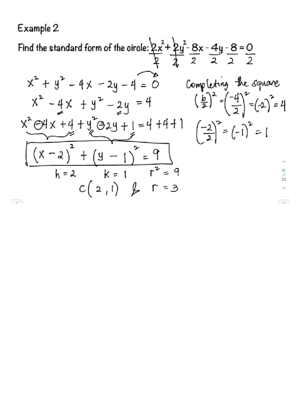 CM discussion - Conic Section - Example 2 Find the standard form of the ...