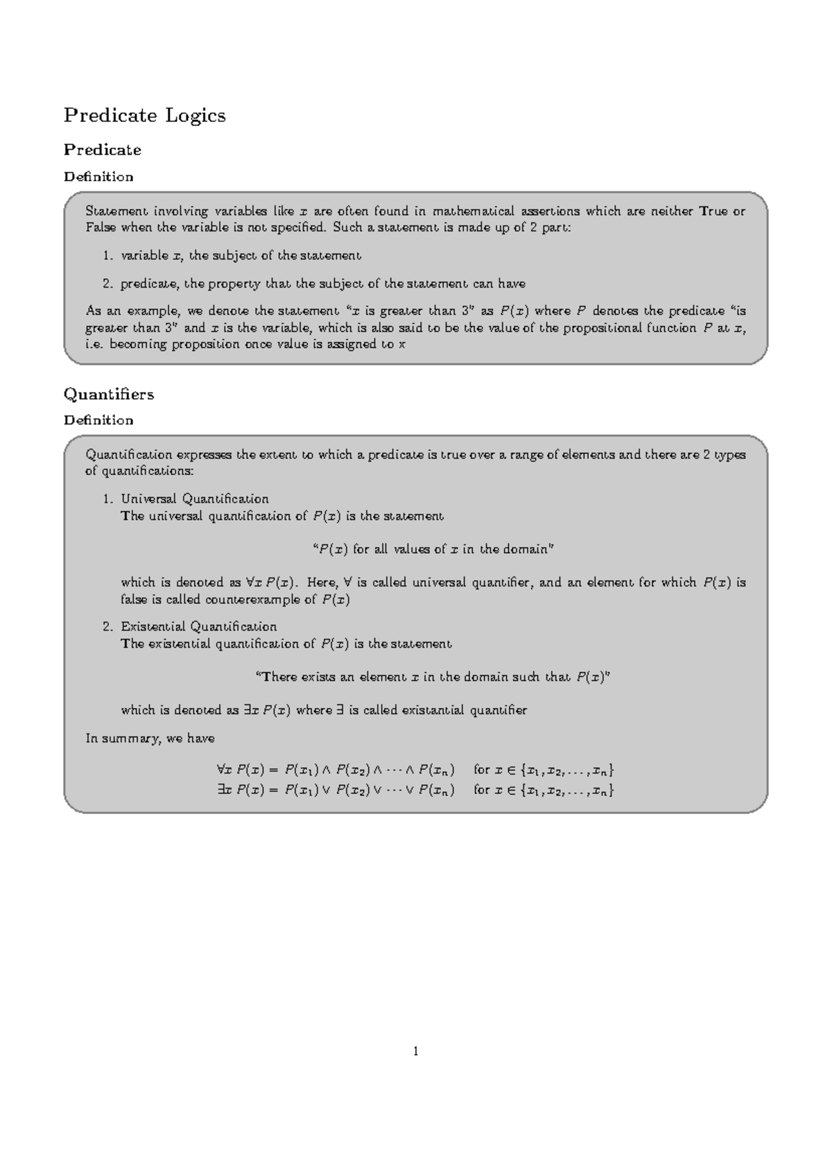 Week 4 - TUTORIAL 4 - Predicate Logics Predicate Definition Statement ...