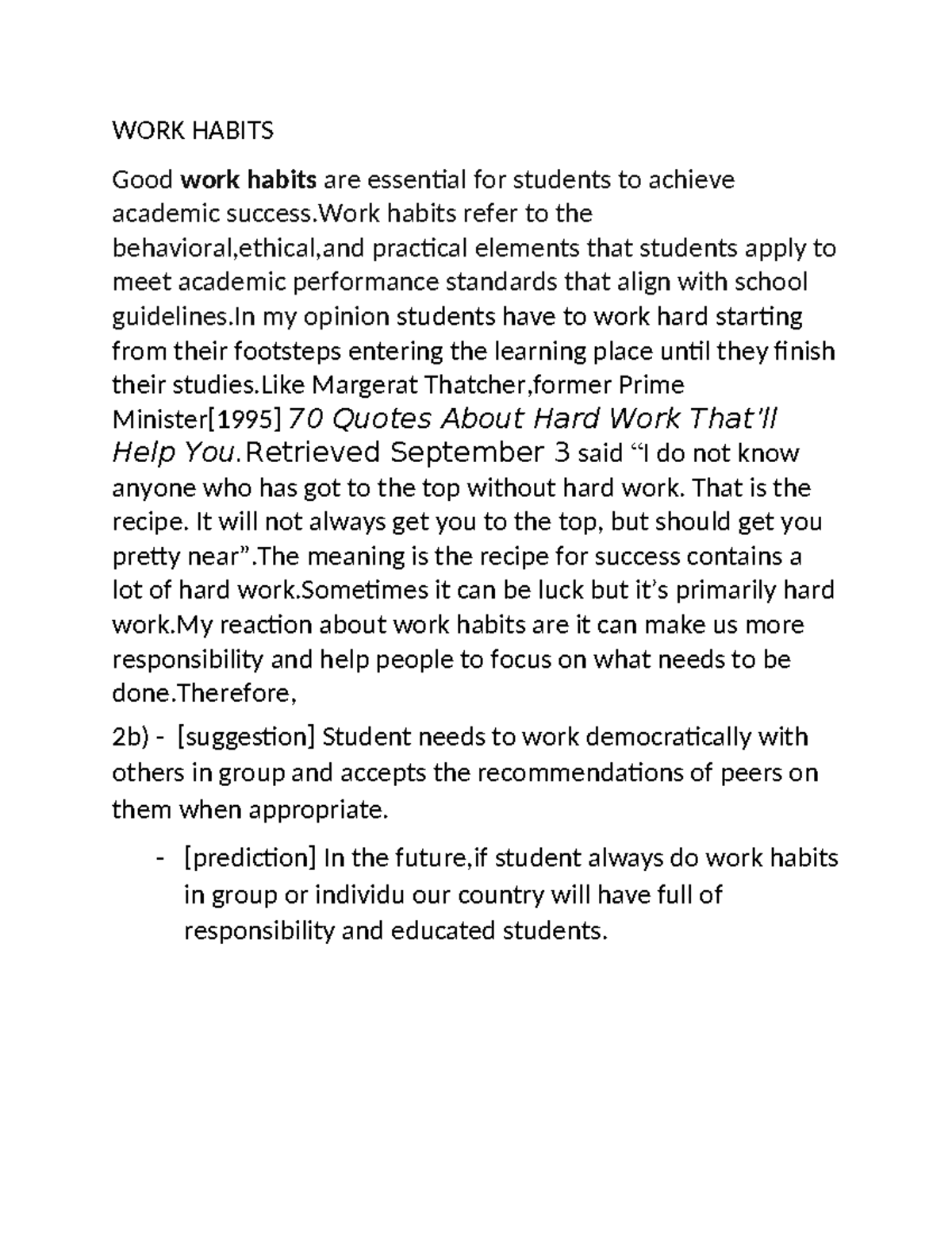 WORK HABITS: Essential Strategies for Academic Success - Studocu