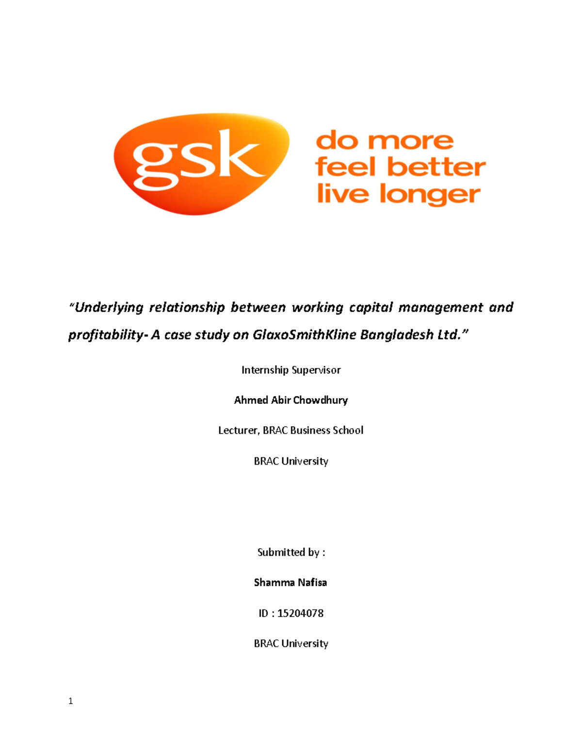 BBA 15204078: Working Capital Management & Profitability - GSK Case ...