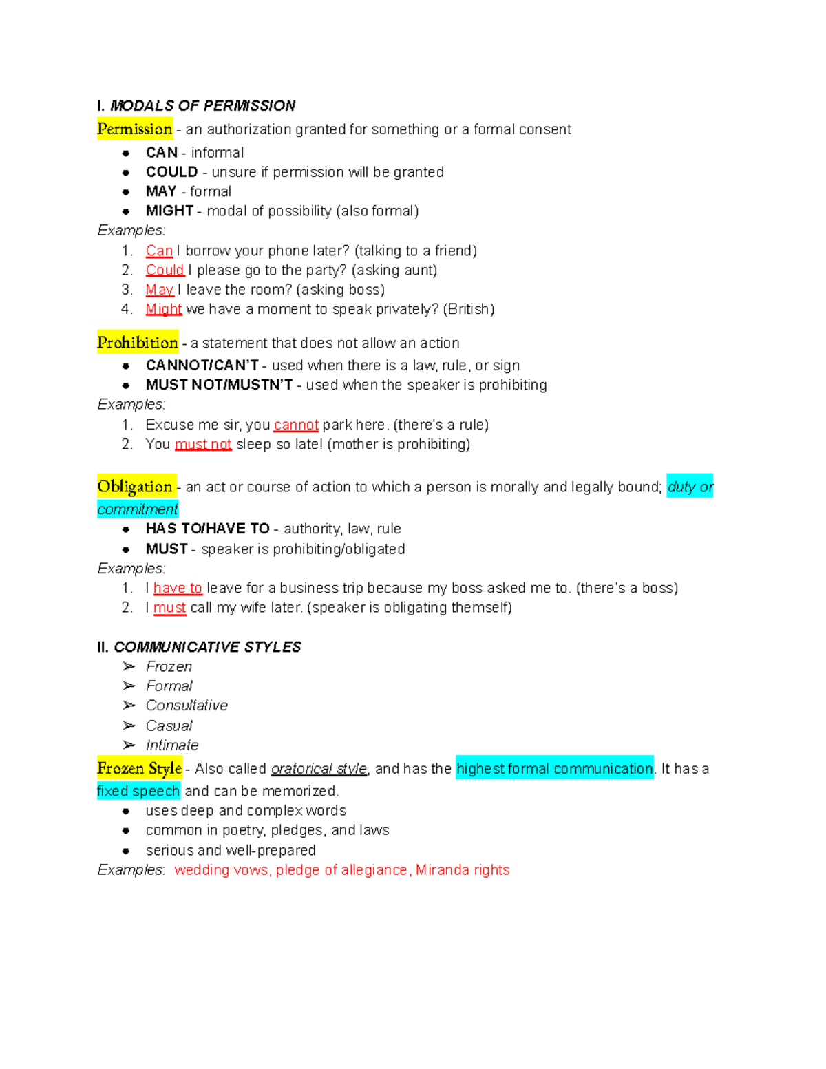 English Reviewer - Modals, Styles, and Conditionals (FGD) - Studocu