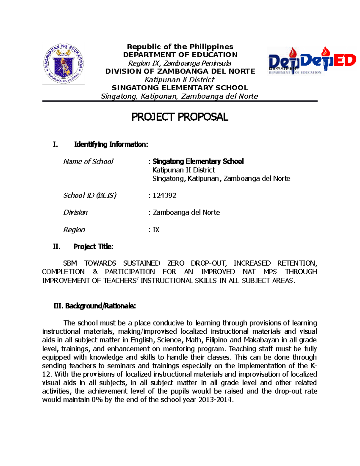 287478133 sample Project Proposal - Republic of the Philippines ...